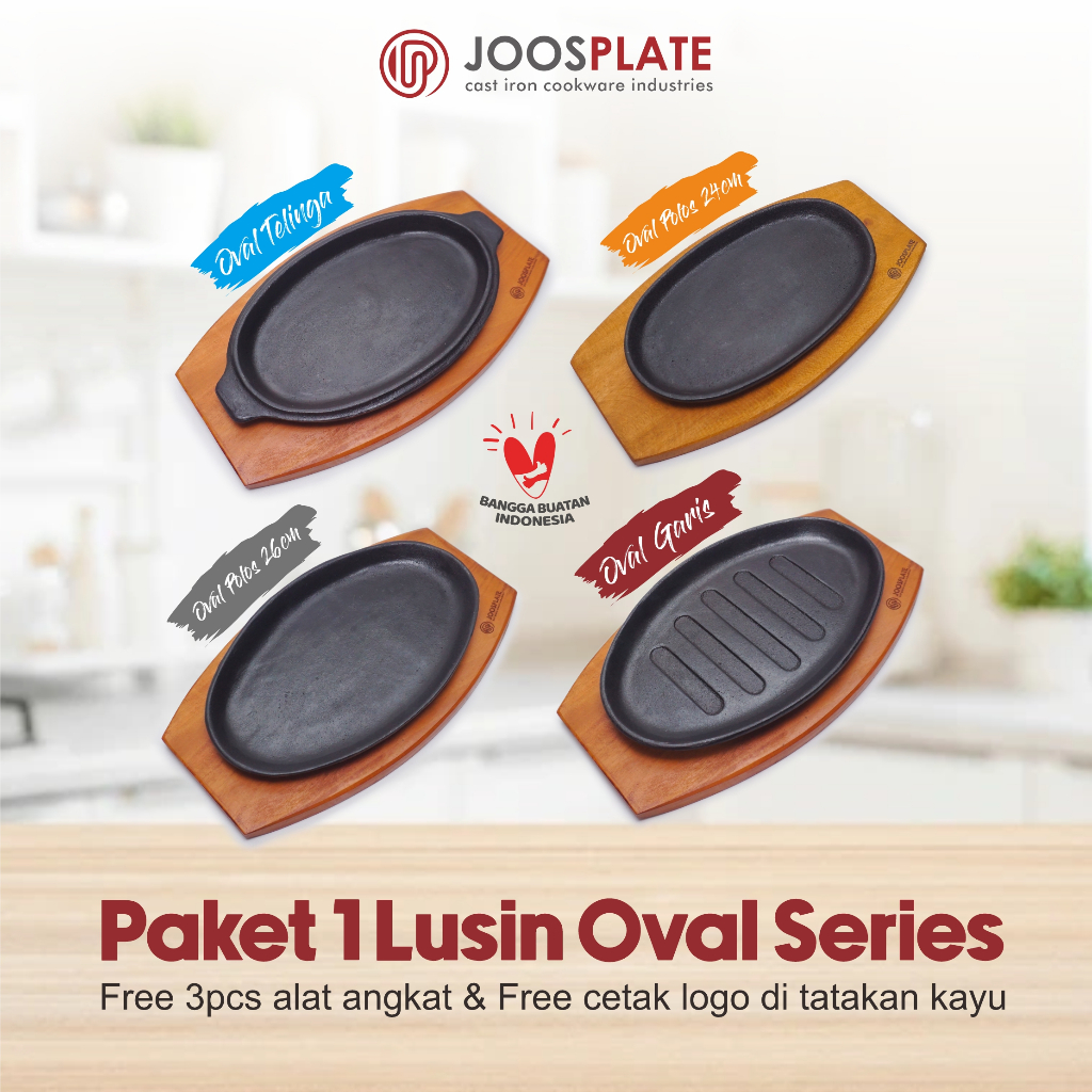 Jual FREE CETAK LOGO Paket Hot Plate Steak Oval series 1 lusin | Shopee ...