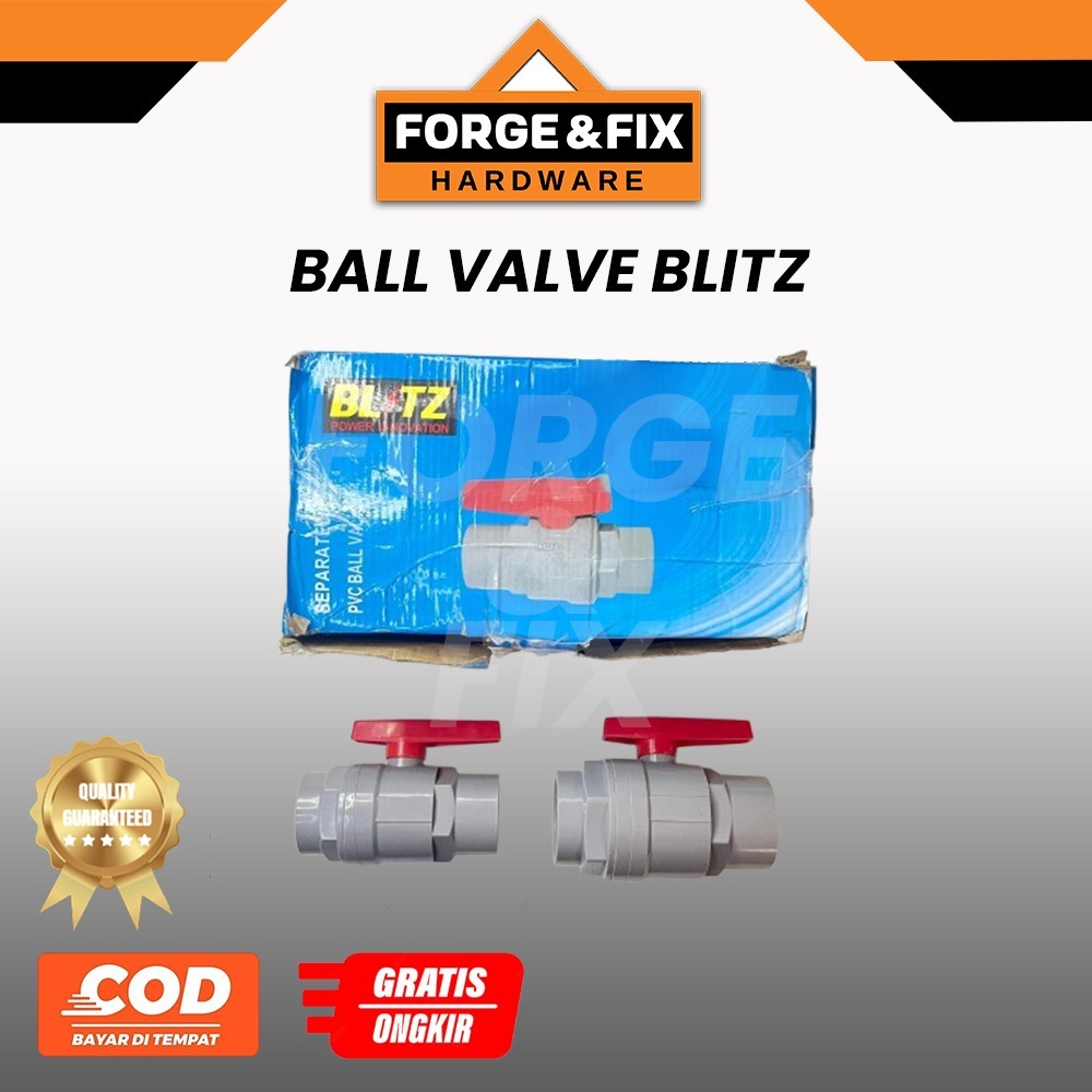 Jual BLITZ Stop Kran Ball Valve PVC Tebal Gagang Plastik Polos AS Stainless SUS304 1/2 3/4 1 11/ ...