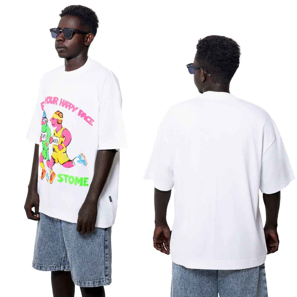 Jual Streetwear STOME Find Your Happy Pace Putih | Shopee Indonesia