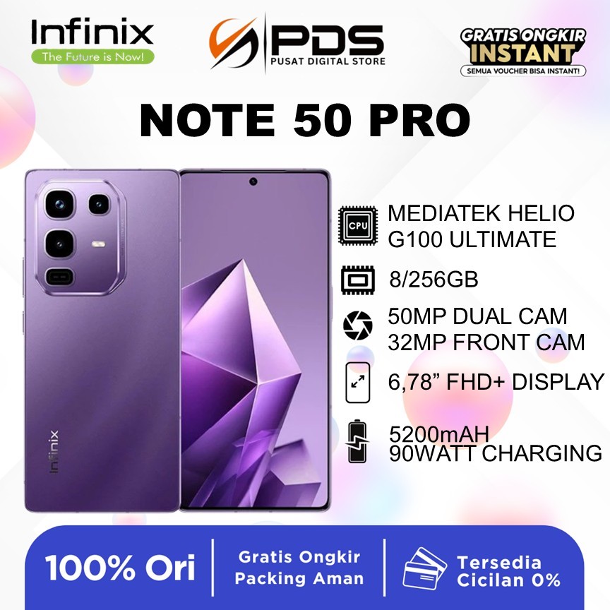 Jual INFINIX Note 50 PRO 8/256GB - Mediatek Helio G100 Ultimate - 6.78" FHD+ Amoled - NFC ...