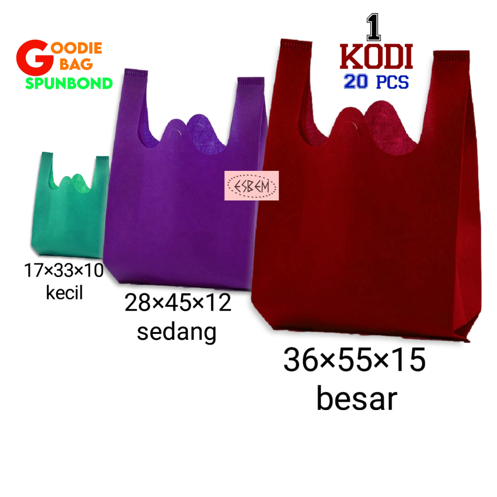 Jual 1 kodian tas kain spunbond kresek goodie bag polos ukuran kecil ...