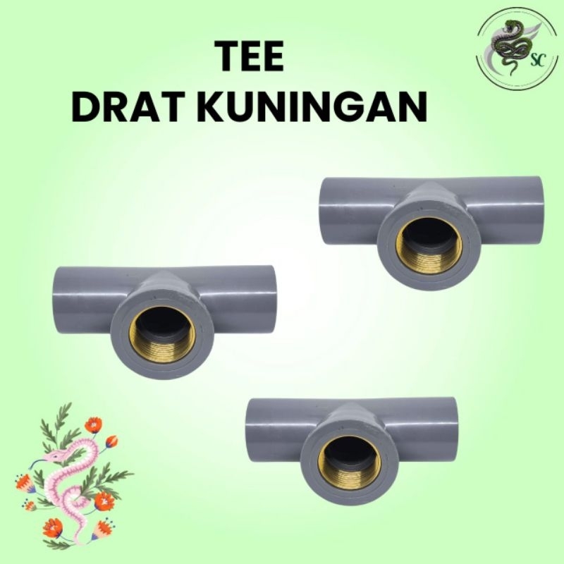 Jual Tee Drat Kuningan / TEE PVC Drat Dalam Kuningan 1/2" , 3/4 ...