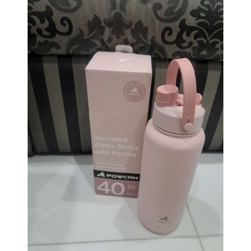 Jual Tumbler botol minum stainless Powcan baby pink 1100ml 40oz ...