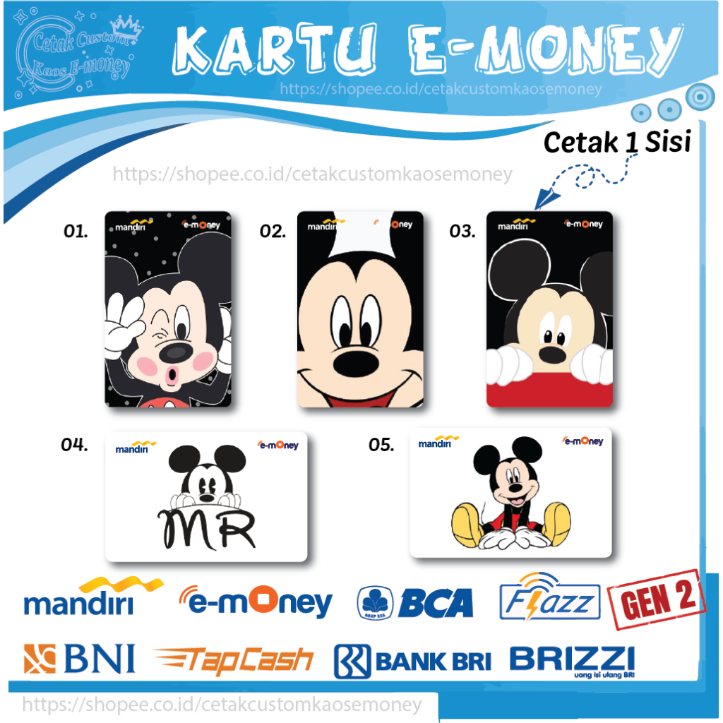Jual KARTU EMONEY ETOLL GAMBAR MICKEY MOUSE DISNEY EMONEY MANDIRI FLAZZ ...