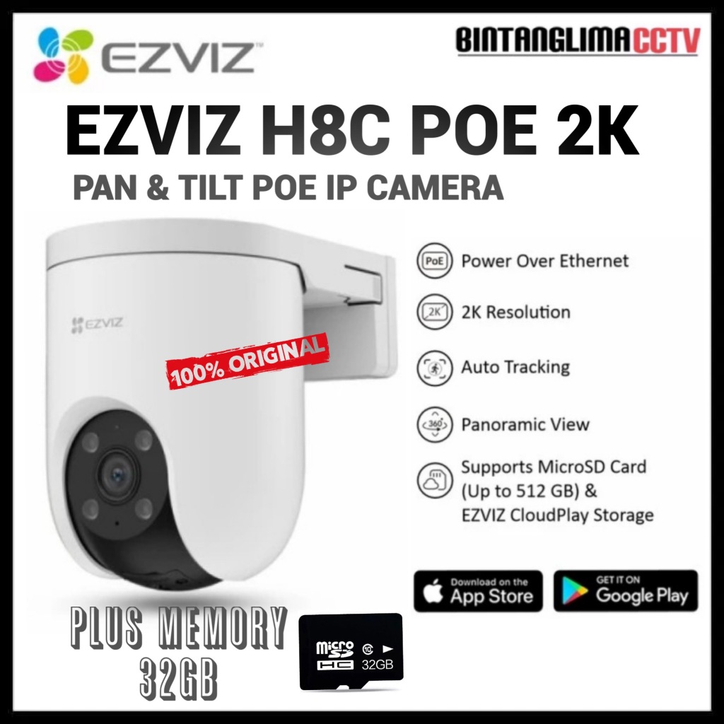 Jual Ezviz H8C PoE 2K 3MP Smart Home Pan & Tilt PoE IP Camera CCTV Outdoor | Shopee Indonesia