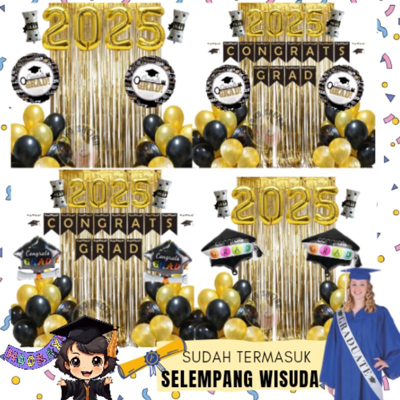 Jual Paket Balon Wisuda 2025 Dekorasi Balon Graduation Banner Congrats ...