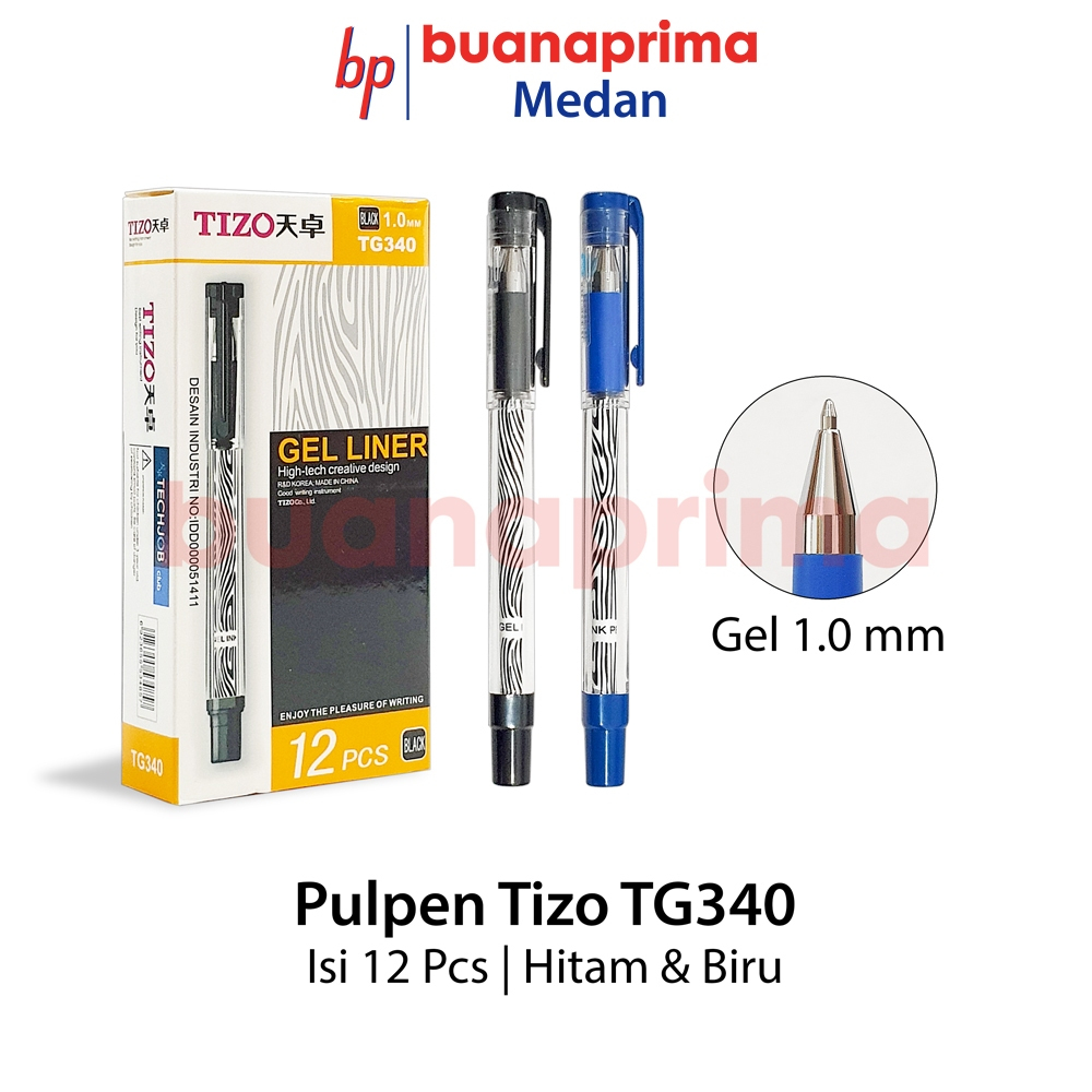 Jual Pulpen GEL TIZO TG 340 Tip 1.0 mm isi 12 Tanda Tangan Hitam Pen ...