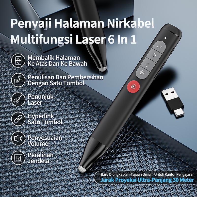 Jual BASIEK 6 in 1 Pointer Presentasi Wireless Laser Pointer 2.4G USB ...