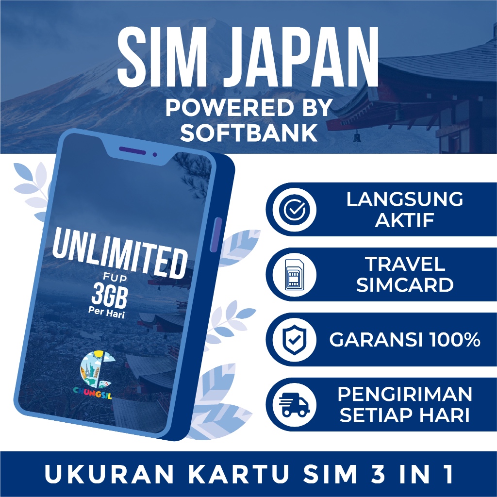 Jual Simcard Jepang Provider Softbank Unlimited (FUP 3GB/hari) 4G Sim ...