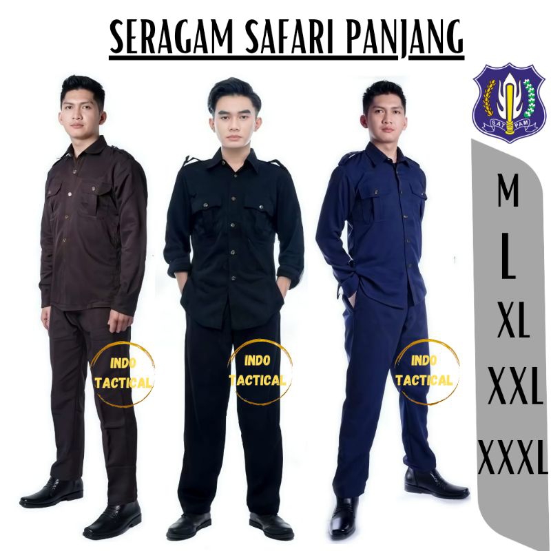 Jual Baju Seragam Safari Security Panjang, Safari Lengan Panjang Hitam ...