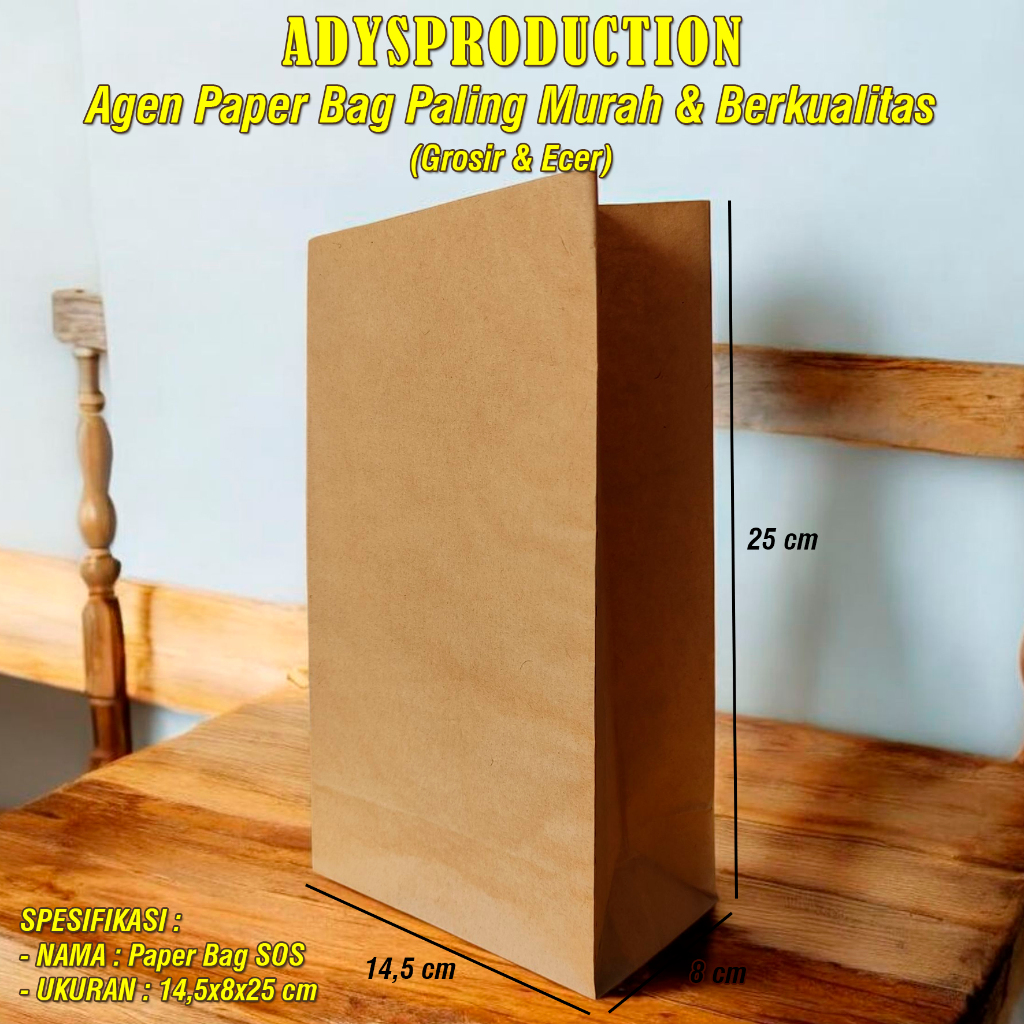 Jual Kantong Kertas Coklat | Paper Bag SOS | Shopee Indonesia