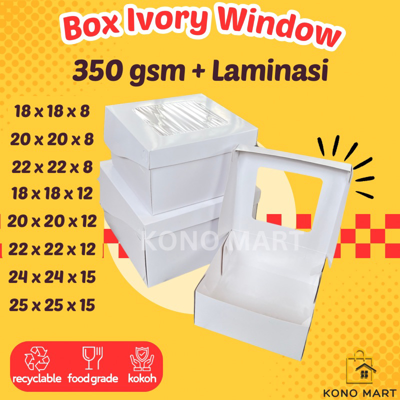 Jual Box Ivory Window Duplex Coated Laminasi / Kotak Kue hampers / Dus ...