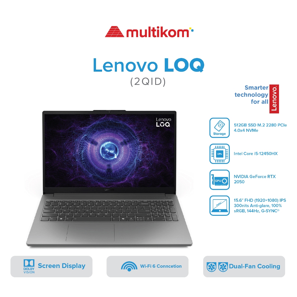 Jual Lenovo LOQ 15IAX9E 2QID Core i5-12450HX 12GB 512GB SSD RTX2050 4GB ...