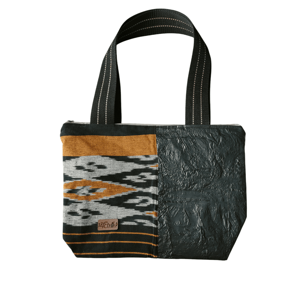 Jual Tote Bag Hitam-Tenun Coklat | Kombinasi Kresek dan Perca Tenun ...