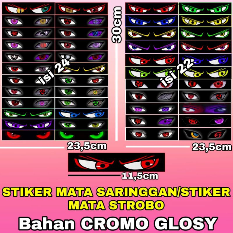 Jual STIKER MATA SARINGGAN | STIKER MATA BAHAN CROMO 1 LEMBAR UKURAN ...