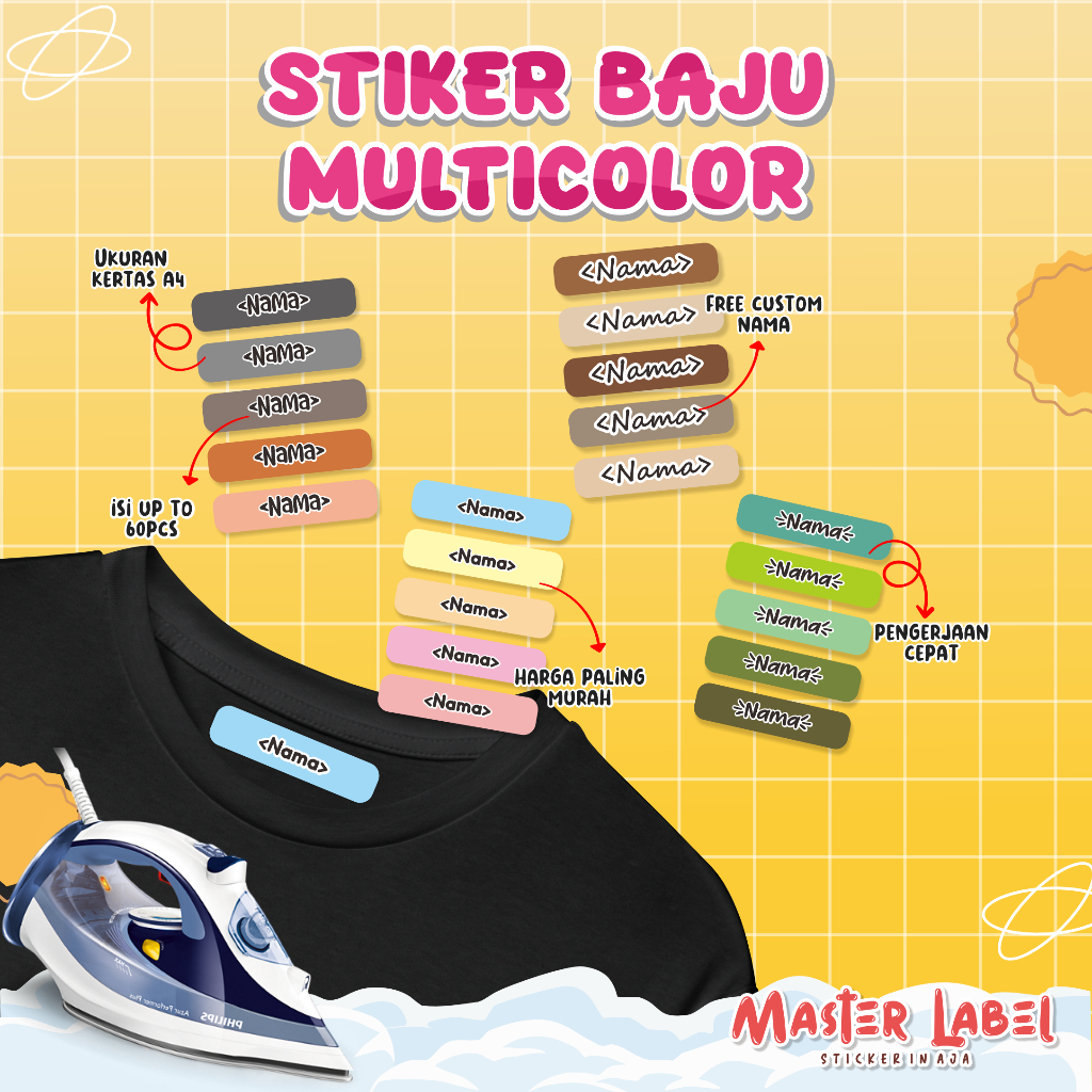 Jual STIKER KAIN STICKER BAJU STIKER MULTICOLOR STIKER BAJU FREE CUSTOM ...