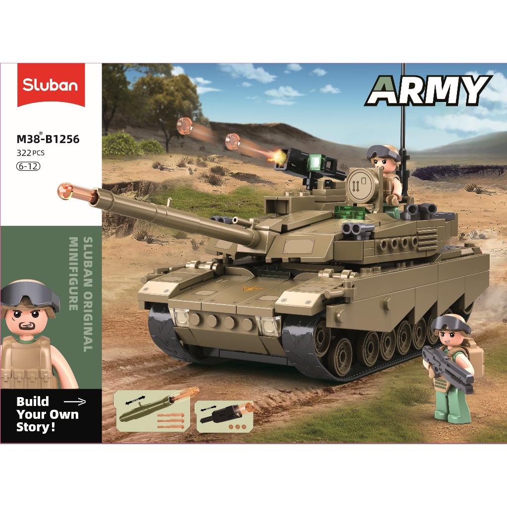 Jual Sluban Bricks ARMY-OEF-M1XS Main Battle Tank M38-B1256 | Shopee ...