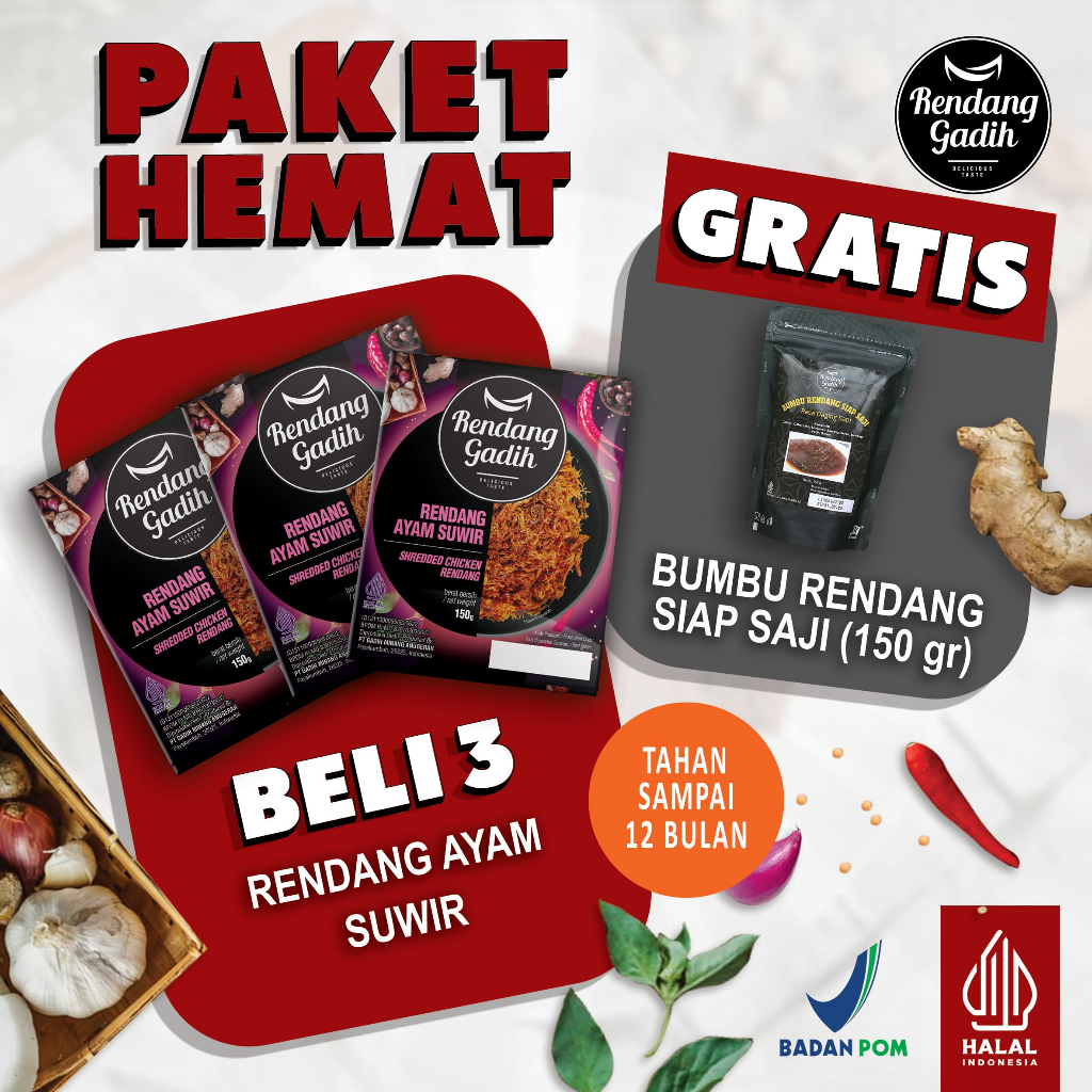Jual Rendang Gadih - Paket 3 pcs Rendang Ayam Suwir @ 150 g | Shopee ...