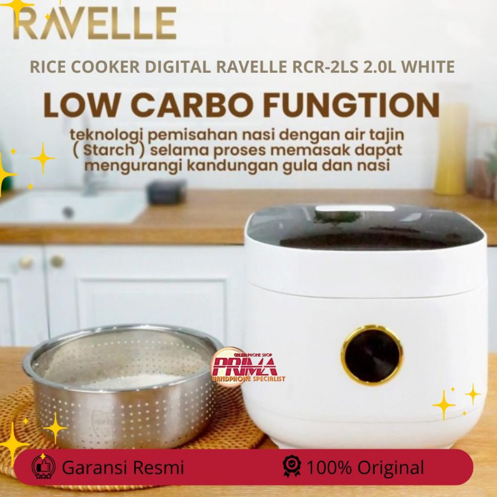 Jual jual rice cooker Ravelle Rice Cooker Digital RCR-2LS 2.0L White ...