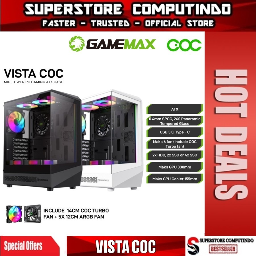 Jual Casing GameMax Vista COC Mid-tower ATX Gaming PC Case | Shopee ...