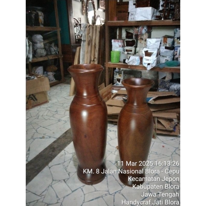Jual fas pot guci merak dari kayu jati(request) | Shopee Indonesia