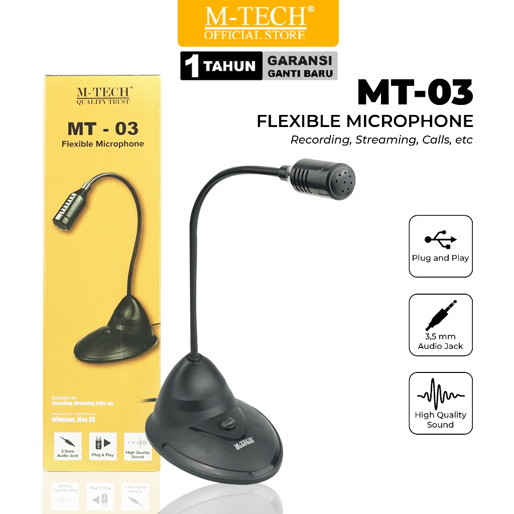 Jual MTECH Mic Microphone Podium Stand / Mic Meja Audio Jack 3.5mm ...