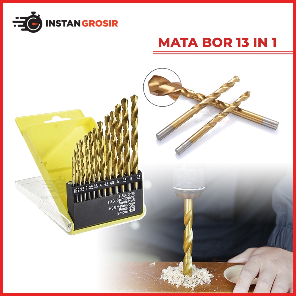 Jual Mata Bor Set 13in1 HSS metaalboren 1.5mm-6.5mm spiralbohrer ...
