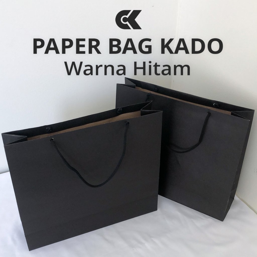 Jual Paper Bag Hitam | Tas Kado Souvenir Wedding Papper Bag Kertas Warna Hitam | Shopee Indonesia