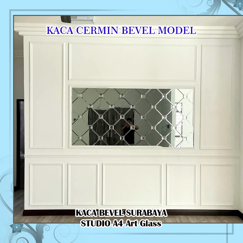 Jual KACA CERMIN BEVEL MODEL uk 108 x 144 cm lubang tengah tebal 3 mm ...
