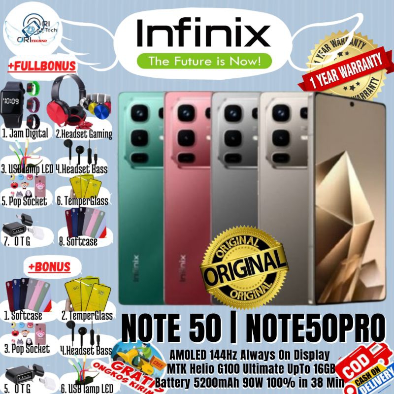 Jual INFINIX NOTE 50 | NOTE 50 PRO 8/256 Ram UpTo 16GB Chipset Gaming Helio G100 Ultimate 100% ...