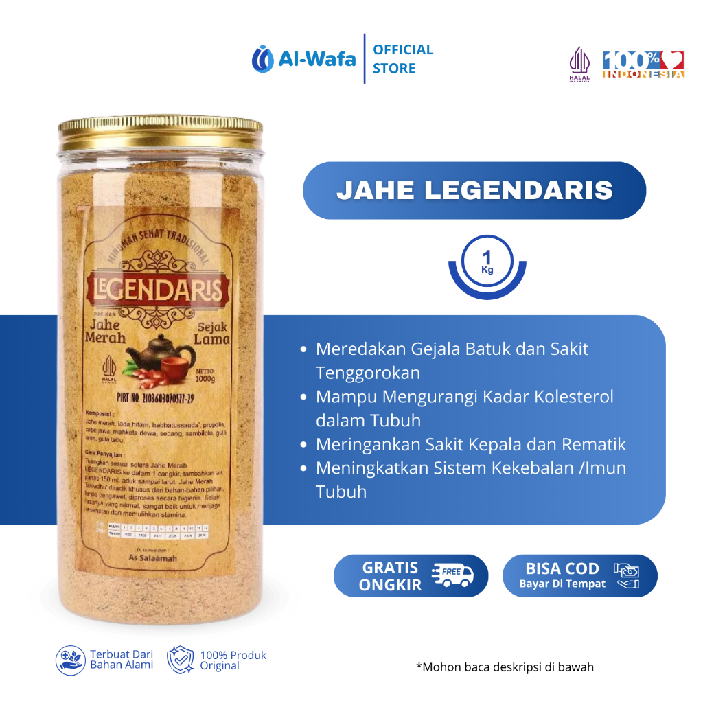 Jual AL WAFA Jahe Merah Gula Aren Plus Habbatussauda Legendaris 100% ...