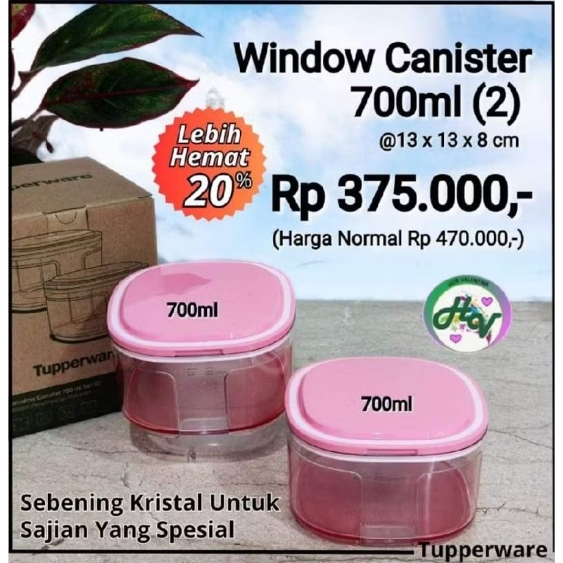 Jual WINDOW CANISTER TUPPERWARE 700ML / TOPLES LEBARAN/ TOPLES NASTAR ...