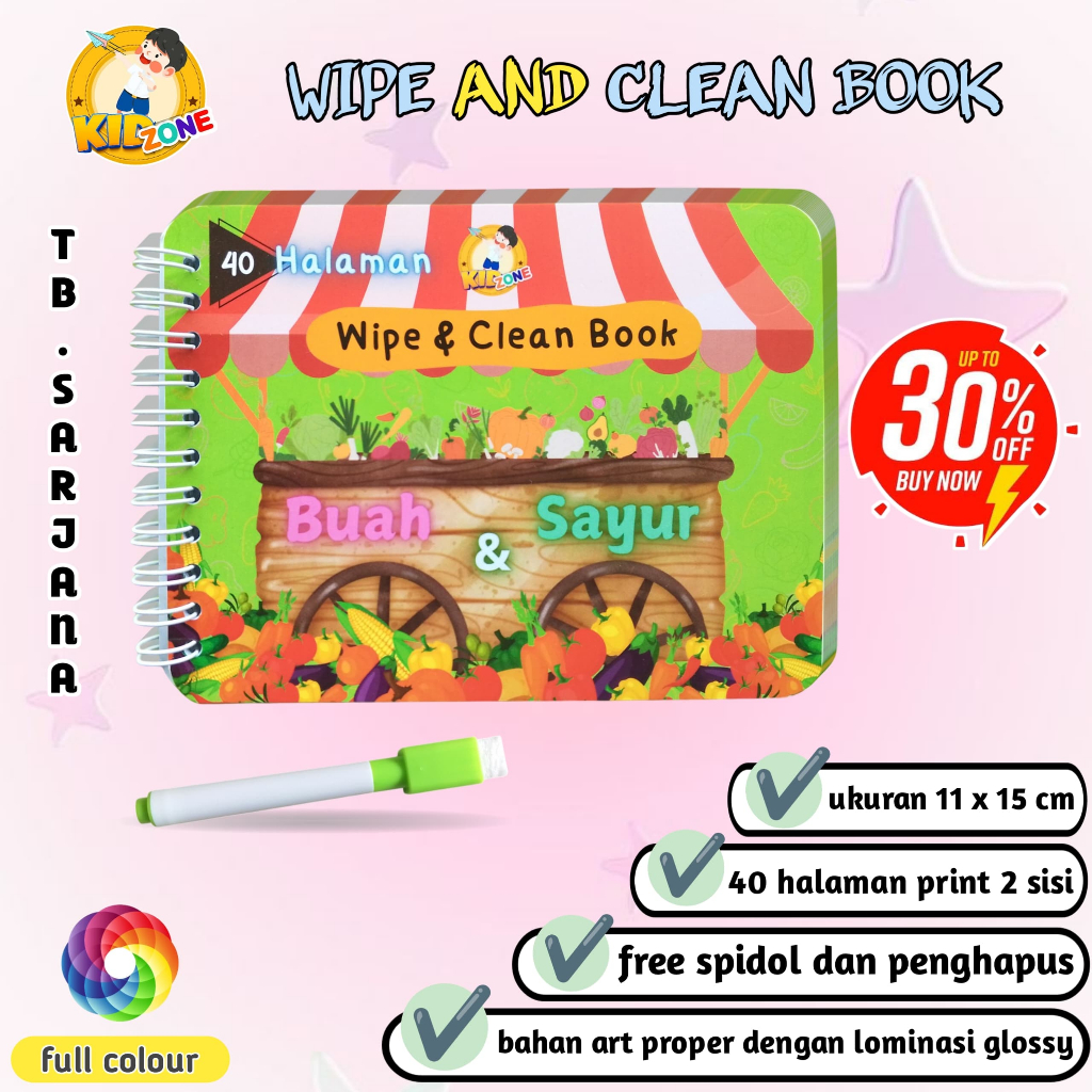 Jual KIDZONE - WIPE AND CLEAN BOOK - BUAH DAN SAYUR Activity Book Buku ...
