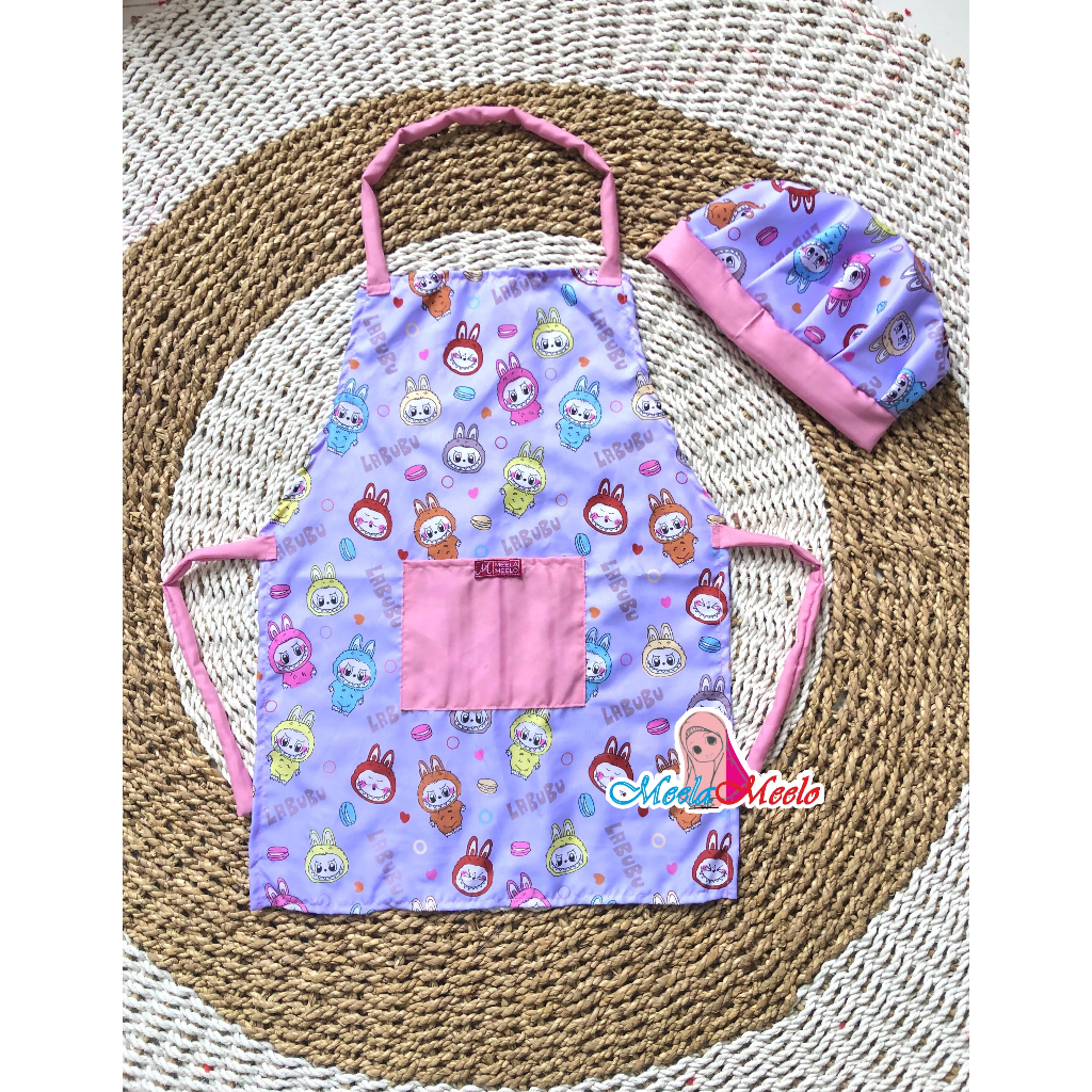 Jual SALE!! Celemek Apron Anak Motif Termurah Plus Topi Koki - 1 Set ...