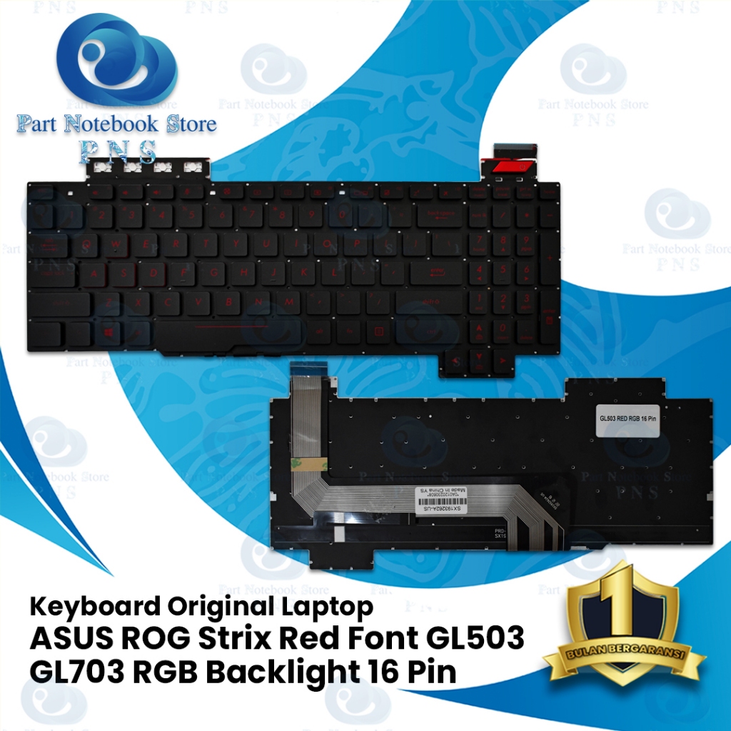 Jual Keyboard Laptop Original ASUS ROG Red Font GL503 GL703 Series Backlight RGB 16 Pin | Shopee ...