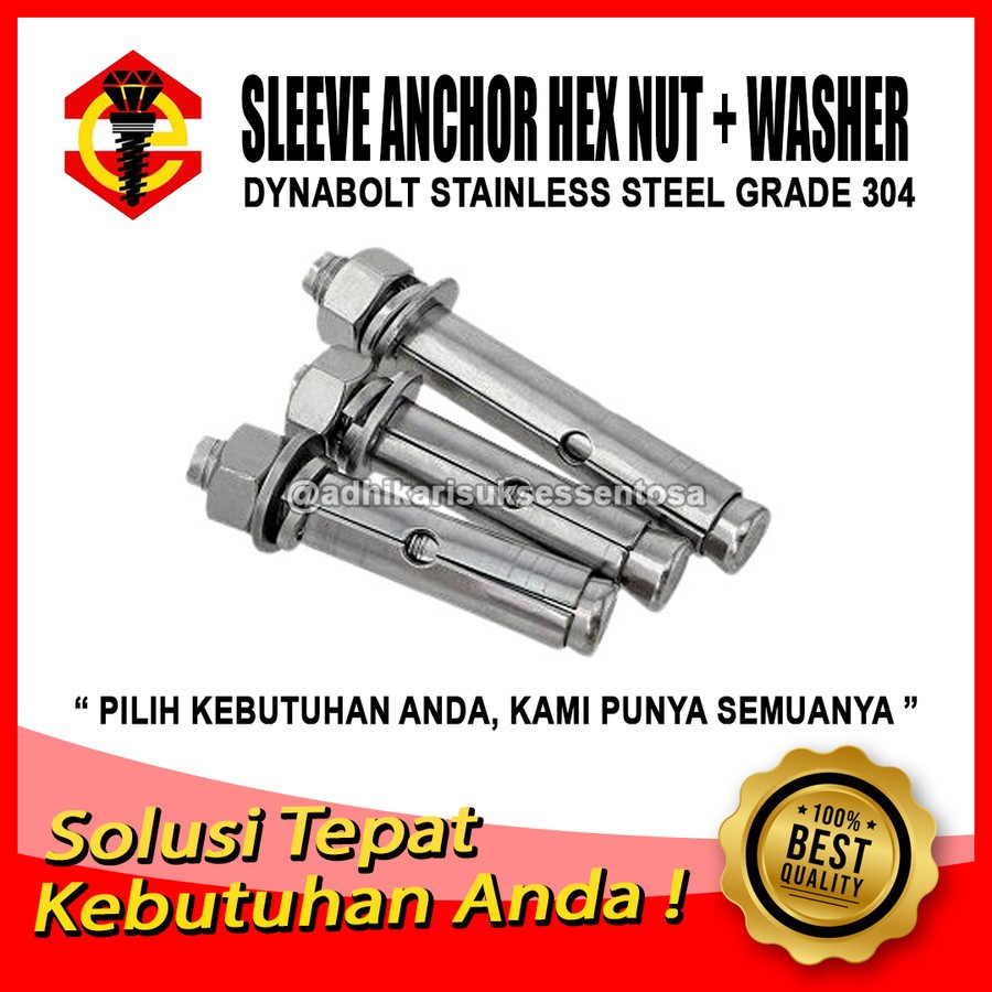 Jual SS 304 / Dynabolt Stainless M16x100 / Dinabolt M16 / Anchor Bolt ...