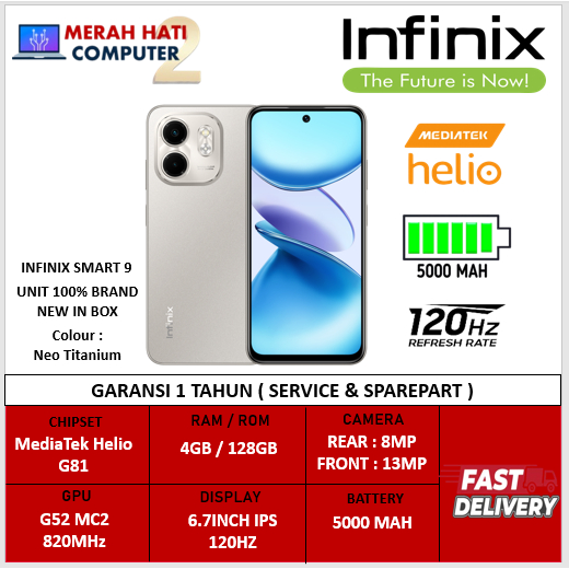 Jual INFINIX SMART 9 4GB 128GB NEO TITANIUM Garansi Resmi Infinix ...