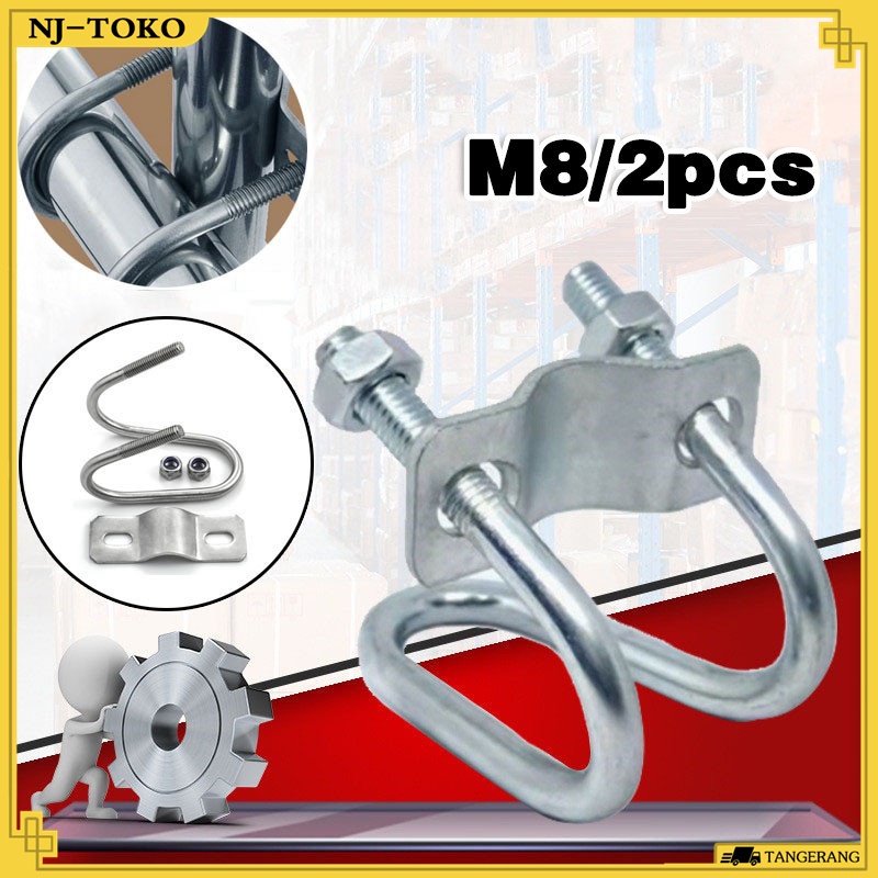 Jual 2PCS Klem Pipa Besi M8 Pipe Clamp Berbentuk U Ganda Clamp Pipa ...