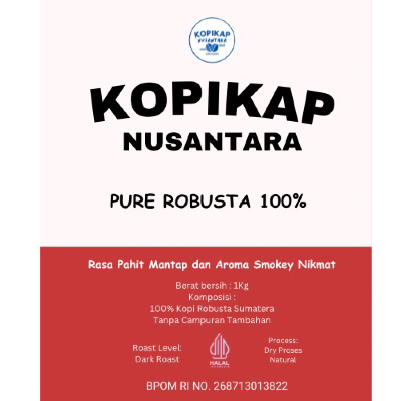 Jual KOPI 1KG KOPIKAP NUSANTARA PURE ROBUSTA 100% | Shopee Indonesia