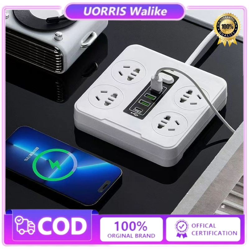 Jual 2500W Power Strip Power Socket Usb Charger kontak usb power strip 2 Meter colokan listrik ...