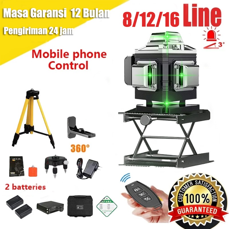 Jual Hijau Laser Level 16 Lines Mesin Self Leveling 8/12/16 4d digital ...