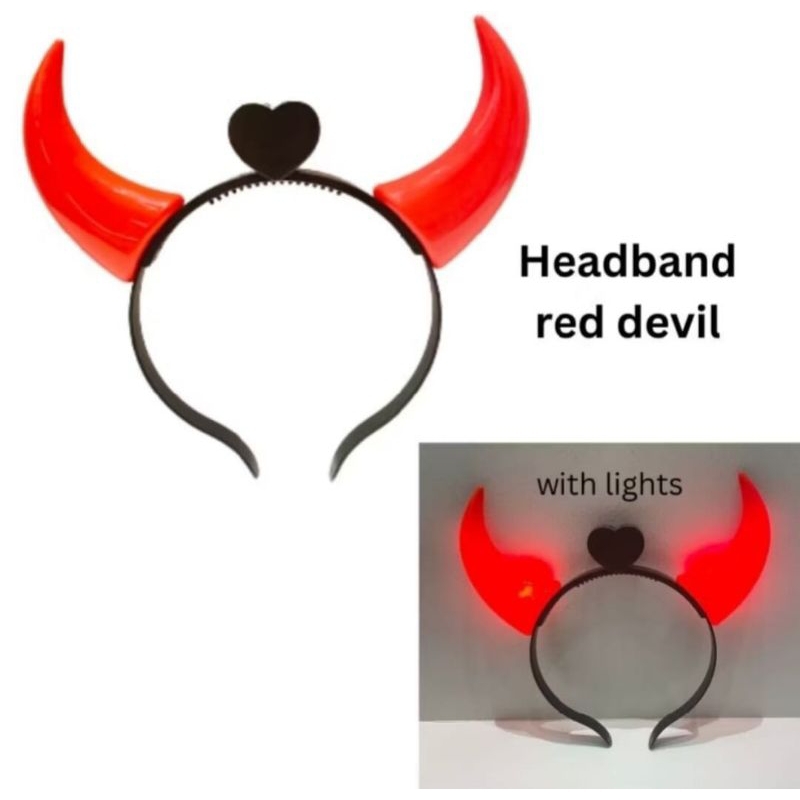 Jual Bando tanduk devil bisa nyala lampu LED lucu keren bandana tanduk ...