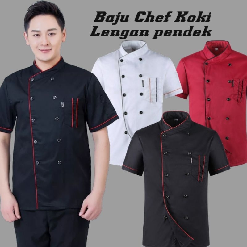 Jual Kitchen.Official Baju Koki Chef Seragam Masak Jacket Lengan Pendek ...