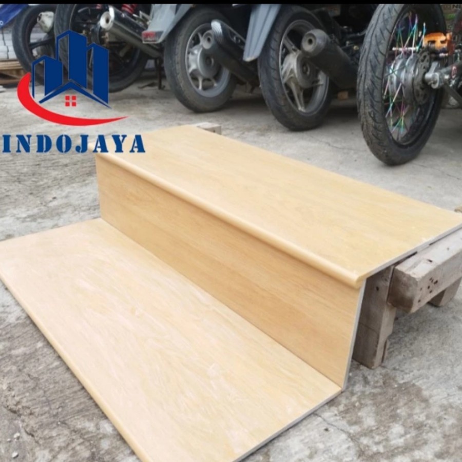 Jual granit tangga motif kayu dobble bevel 30x90 30x100 30x110 keramik ...