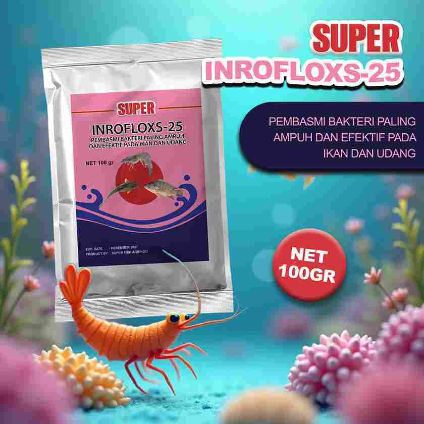 Jual SUPER 100 gram INROFLOXS 25 Enrofloxacin HCl Antibiotik Ikan dan ...