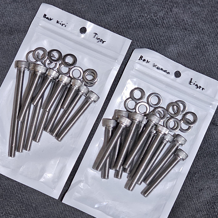 Jual BAUT L STAINLESS MESIN BAK KANAN KIRI TIGER HANDMADE (std) | Shopee Indonesia