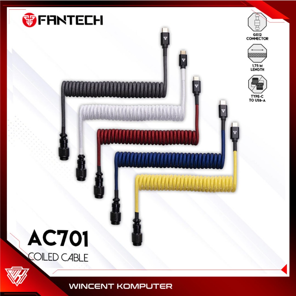Jual Coiled Cable Type C Aviator AC701 Kabel Keyboard Gaming Mechanical ...