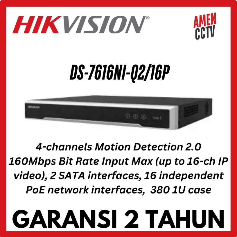 Jual NVR Hikvision DS-7600-Q1/Q2 Series (4 MP & H.265+) DS-7616NI-Q2 ...