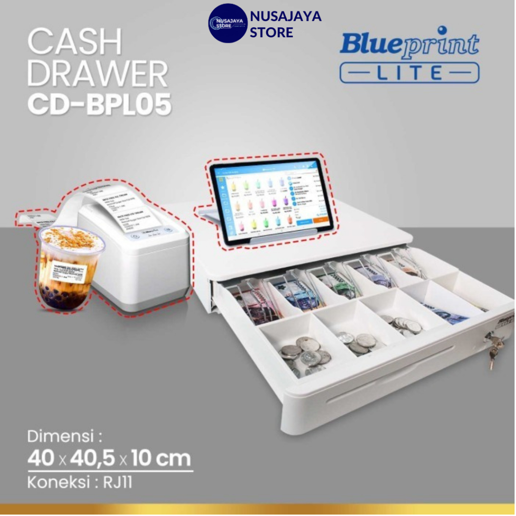 Jual Cash Drawer Laci Kasir Uang BLUEPRINT CD-BPL05 40x40,5x10 Cm ...