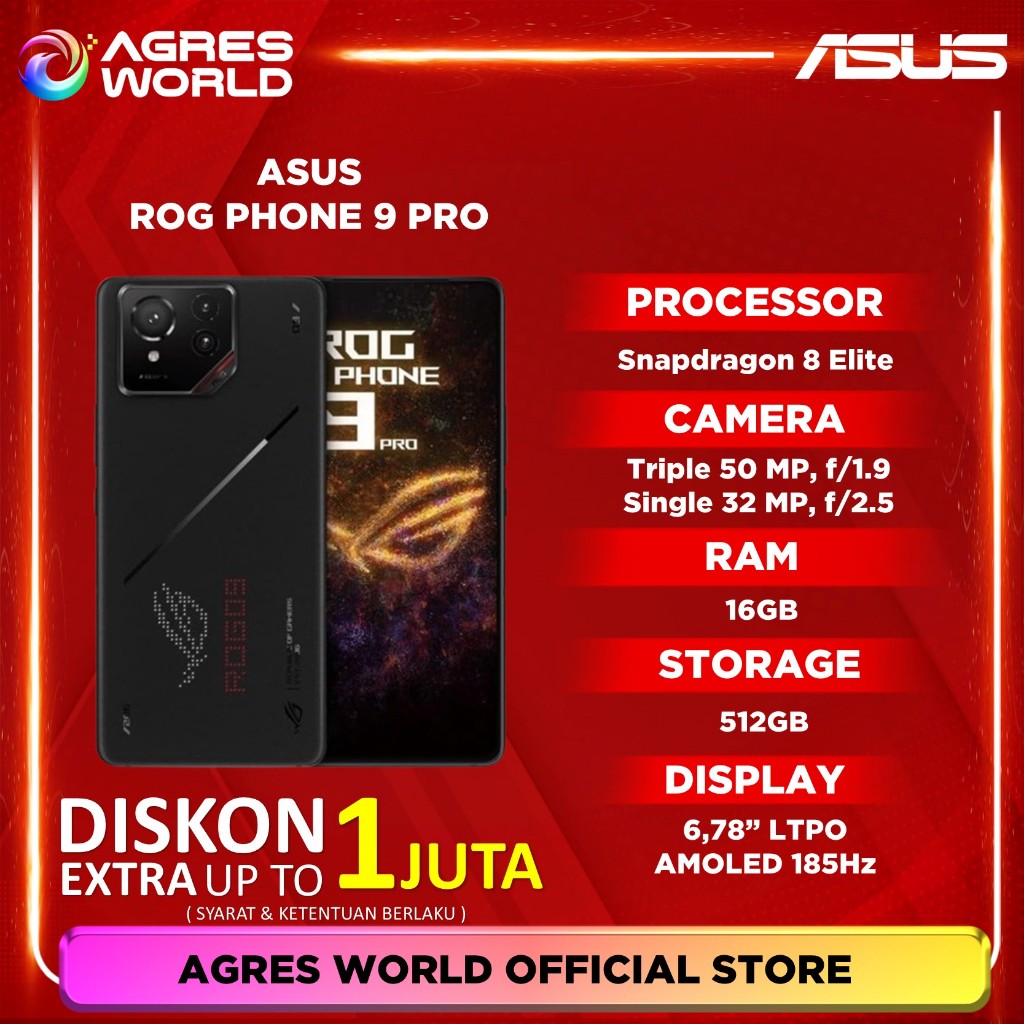 Jual ASUS ROG PHONE 9 PRO 16/512GB | Qualcomm Snapdragon 8 Elite | 5800 ...